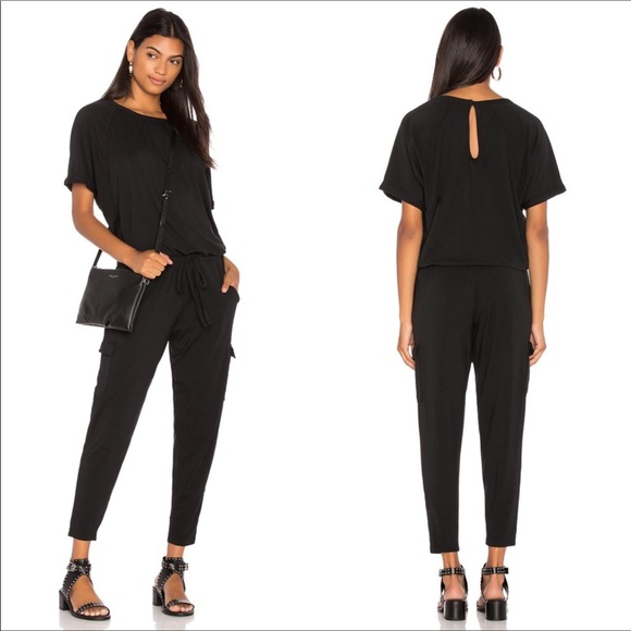 bobi | Pants & Jumpsuits | Pbobi Black Jersey Short Sleeves Cargo Jumpsuit | Poshmark